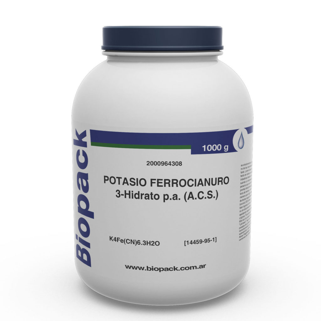 POTASIO FERROCIANURO 3-H2O P.A. (ACS) x 1000 g | BIOPACK | MARBE S.A.