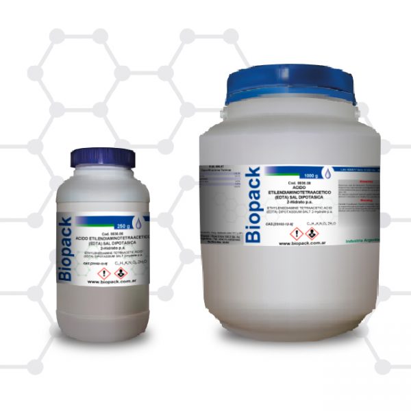 ACIDO EDTA DISODICO P.A. 2-H2O x 500 g | BIOPACK | MARBE S.A.