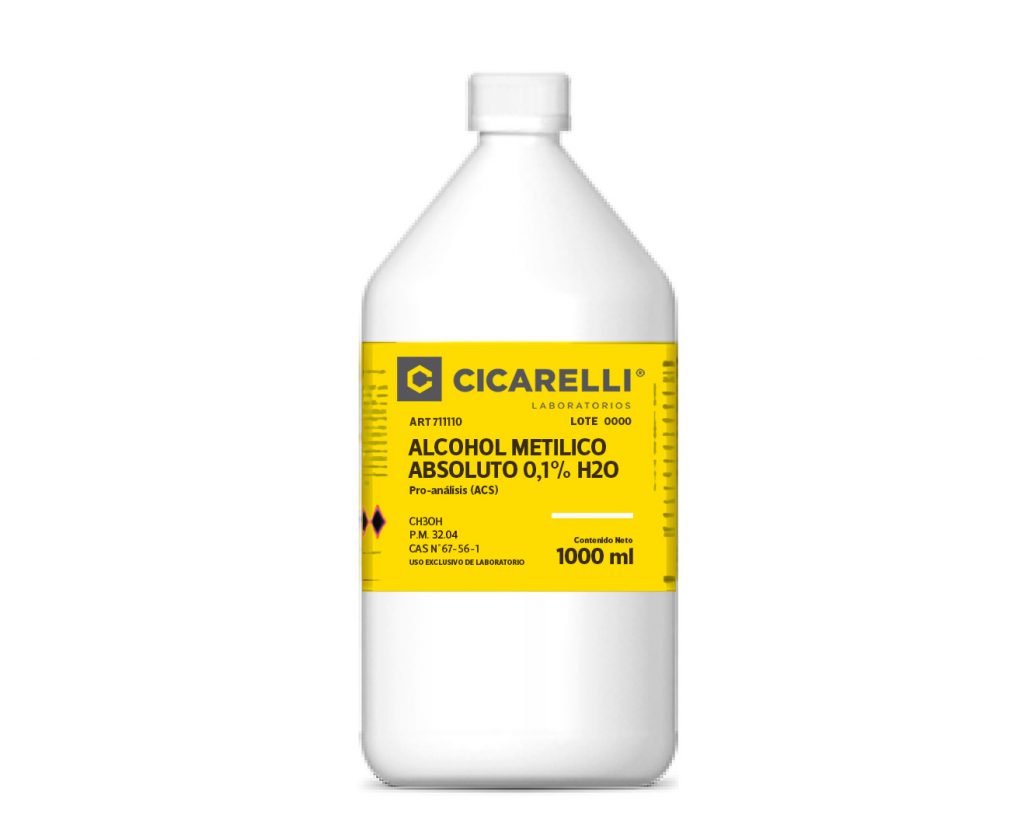 ALCOHOL METILICO ABSOLUTO 0,1% H2O Pro-análisis (ACS) x 1000 mL ...